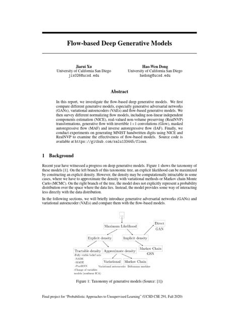 Flow Based Deep Generative Models Report Pdf Computational