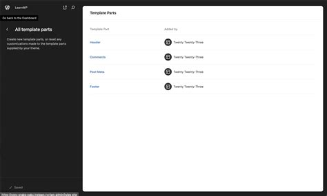 Site Editor Patterns Template Part List Missing Add New Template Part Button · Issue
