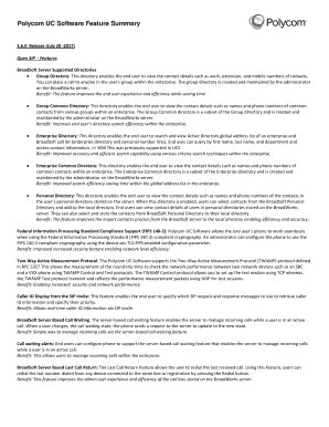 Fillable Online Polycom UC Software Feature Summary Fax Email Print PdfFiller