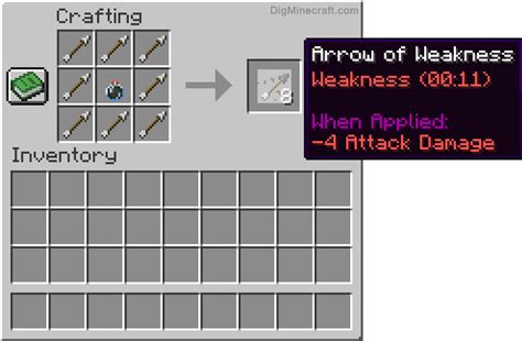 How To Make An Arrow Of Weakness In Minecraft