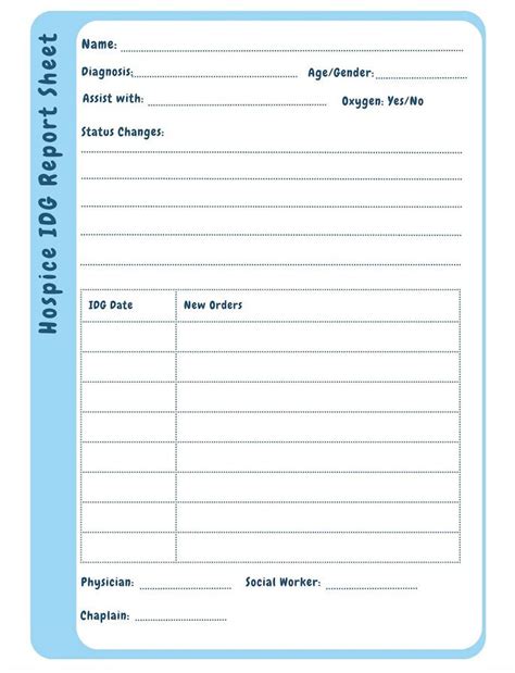Hospice Idg Nursing Report Sheet Etsy