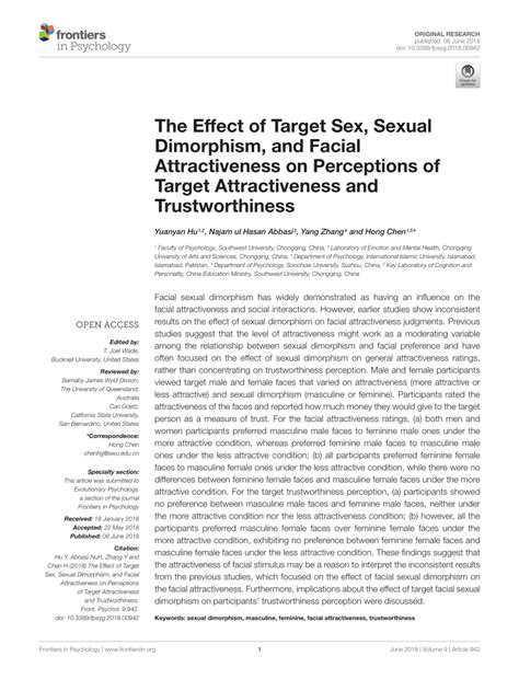 Pdf The Effect Of Target Sex Sexual Dimorphism And Facial