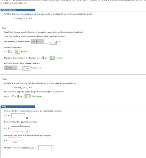 Solved Tutorial ExerciseFind The Domain X Intercept And Chegg Com