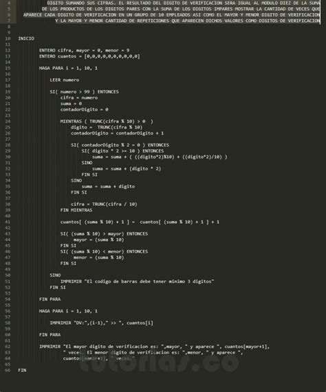 Arreglos Pseudocodigo Mayor Y Menor Digito De Verificacion Tutorias Co