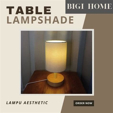 Jual Lampu Tidur Led Lampu Wood Meja Hias Kain Led Lampu Vintage Gaya Jepang Minimalis Aesthetic