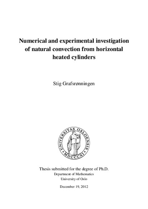Pdf Numerical And Experimental Investigation Of Natural Convection From Horizontal Heated