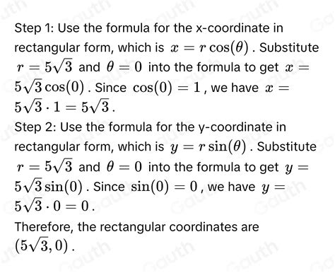 Solved Convert The Polar Coordinates 5sqrt 3 0 Into Rectangular Form Express Your Answer In