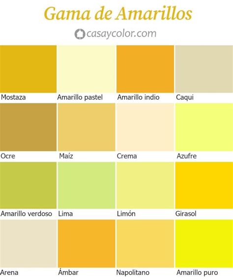 Gama De Colores Amarillos Los Más Populares Casa Y Color