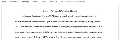Advanced Persistent Threats Network Attacks Exacthomework