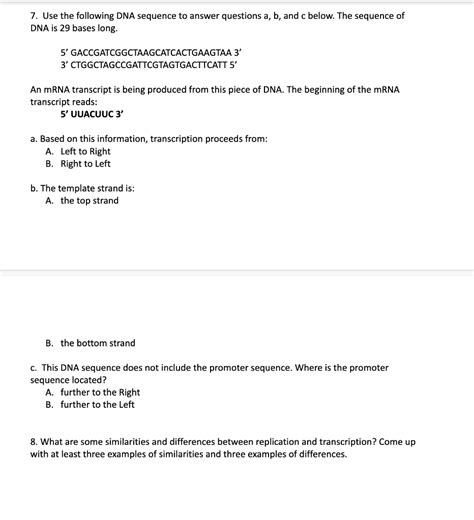Solved Use The Following DNA Sequence To Answer Questions Chegg