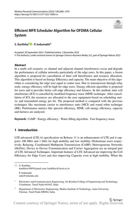 Efficient Mfr Scheduler Algorithm For Ofdma Cellular System