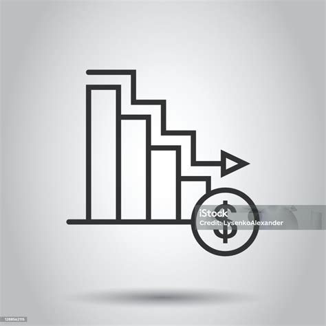 플랫 스타일의 시장 트렌드 아이콘 흰색 격리 된 배경에 돋보기 벡터 그림화살표를 거부합니다 비즈니스 개념을 줄입니다 감소에 대한 스톡 벡터 아트 및 기타 이미지 Istock