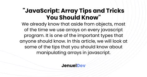 Javascript Array Tips And Tricks You Should Know