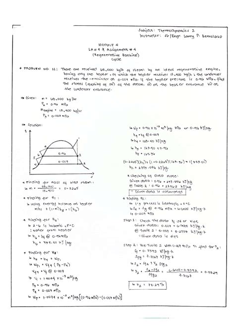 Thermo 2 Problem Set Mechanical Engineering NVSU Studocu