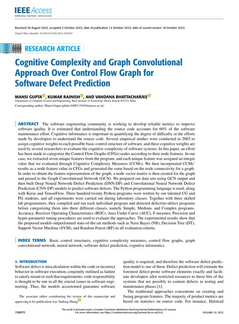 Pdf Cognitive Complexity And Graph Convolutional Approach Over Control Flow Graph For Software