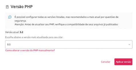como alterar versão do php windows hospedagem de sites
