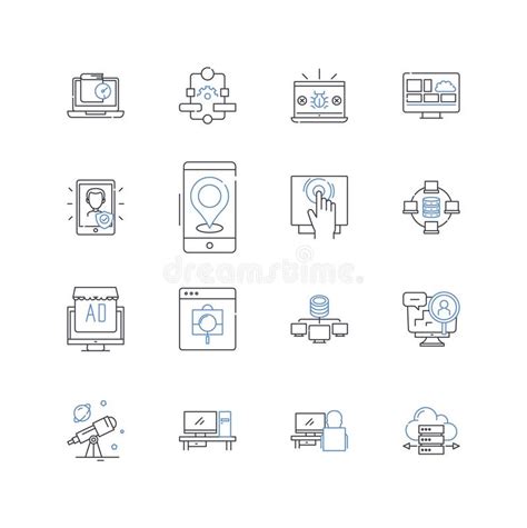 Monitor Line Icons Collection Display Screen Resolution Size