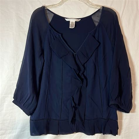 Diane Von Furstenberg Tops Diane Von Furstenberg Silk Navy Blue