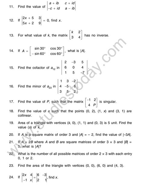 Cbse Class 12 Maths Important Questions For Matrices At Bobby Bender Blog
