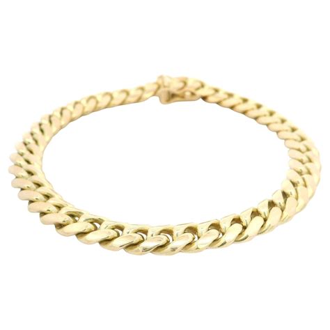 Classic 14k Yellow Gold Cuban Curb Link Bracelet W Push Clasp W
