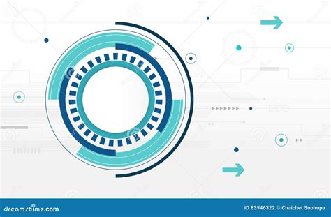 Abstract Circle Digital Technology Background Futuristic Structure Elements Concept White