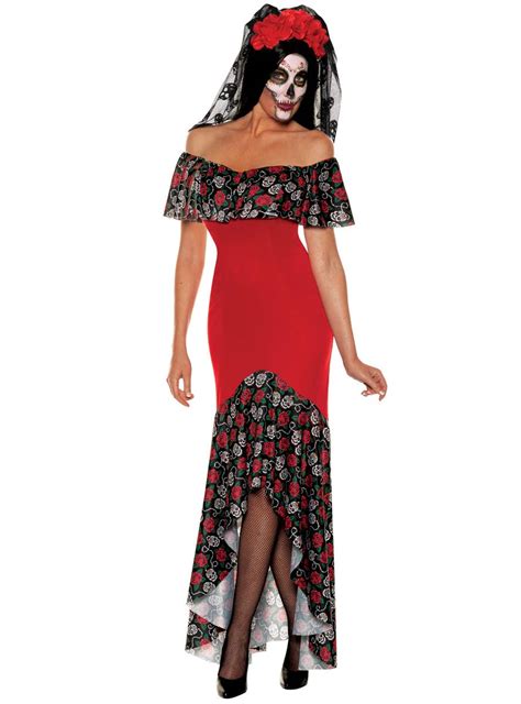 Womens Red Day Of The Dead Costume Halloween Costume For Women