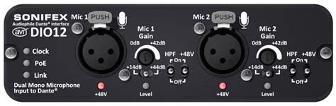 Sonifex AVN DIO Dual Mono Microphone Input To Dante With Gain Full Compass Systems