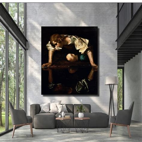 Caravaggios Narcissus Canvas Print Baroque Art Poster Home Decor Etsy