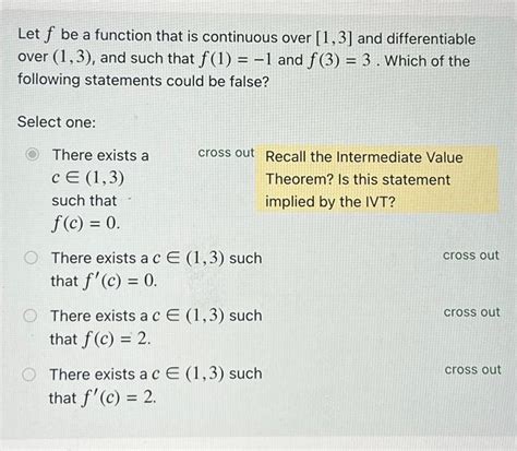 Solved Let F Be A Function That Is Continuous Over And Chegg