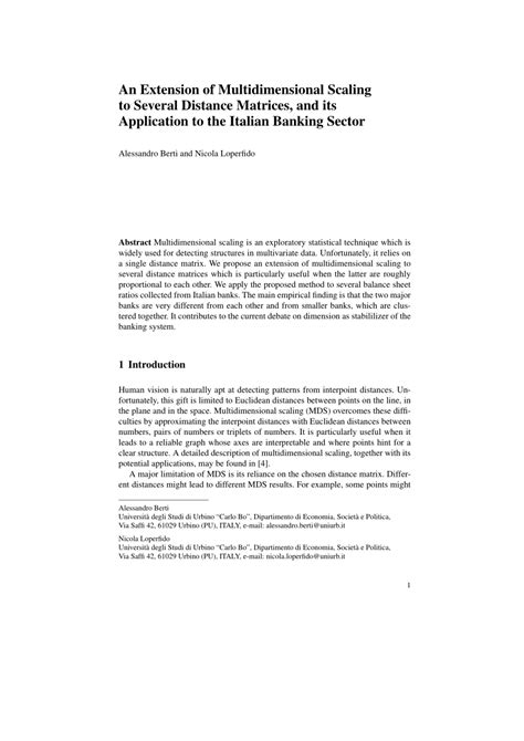 Pdf An Extension Of Multidimensional Scaling To Several Distance Matrices And Its Application