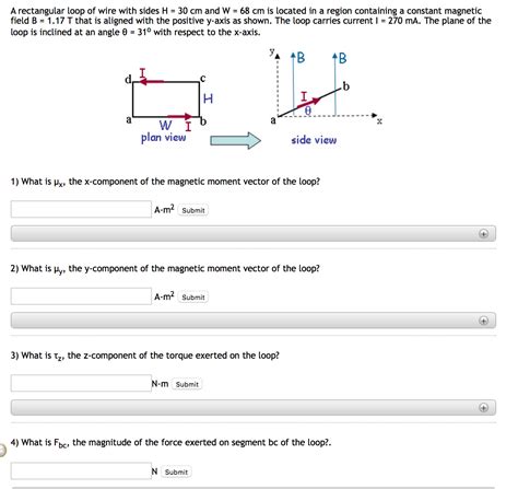 Solved A Rectangular Loop Of Wire With Sides H 30 Cm And W