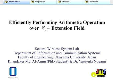 efficiently performing arithmetic operation over fq18 extension field ppt
