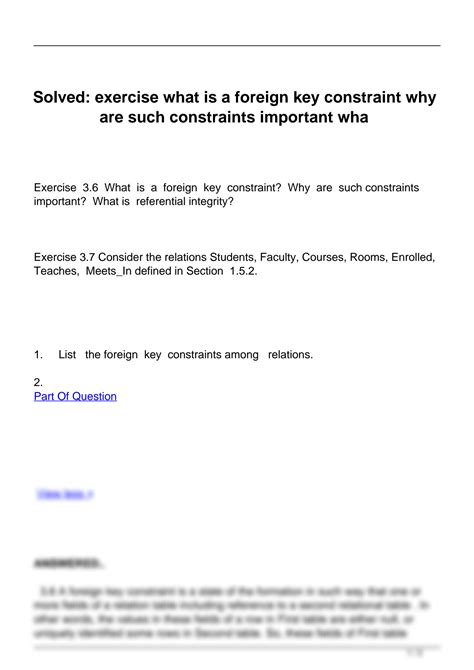 Solution Solved Exercise 2 6 What Is A Foreign Key Constraint Why Are
