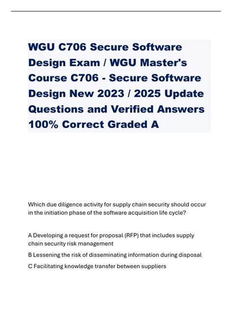 WGU C Secure Software Design Exam WGU Master S Course C Secure Software Design New
