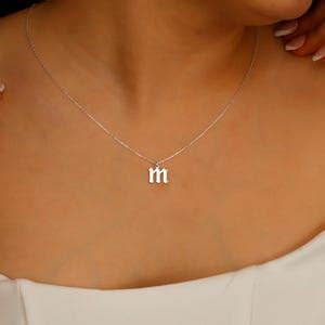 Old English Initial Necklace Sterling Silver Gothic Personalized