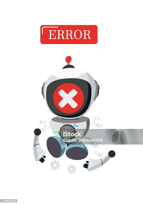 Robot Error Character Vector Design Mascot Ai Tech For Website Warning Page Repair Stock