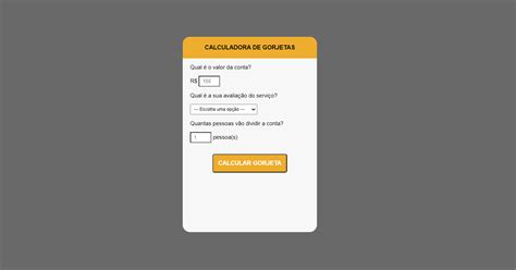 Github Matheusgodzillacalculadora De Gorjeta Mini Projeto Feito Para Adquirir Experiência