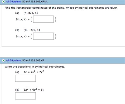Solved Find The Rectangular Coordinates Of The Point Whose