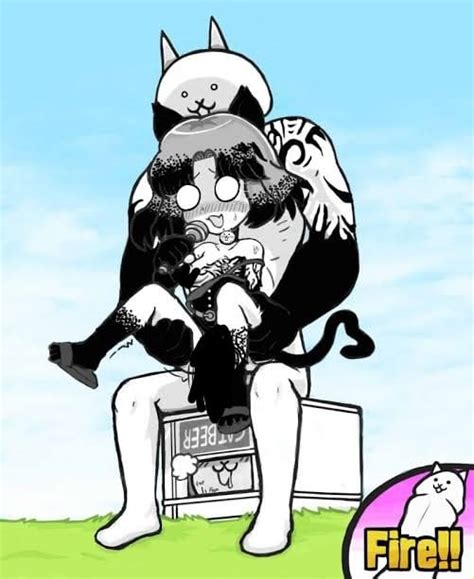 Rule 34 1girl 2boys Artist Request Battle Cats Blushing Crazed Moneko Crazed Titan Cat Grass