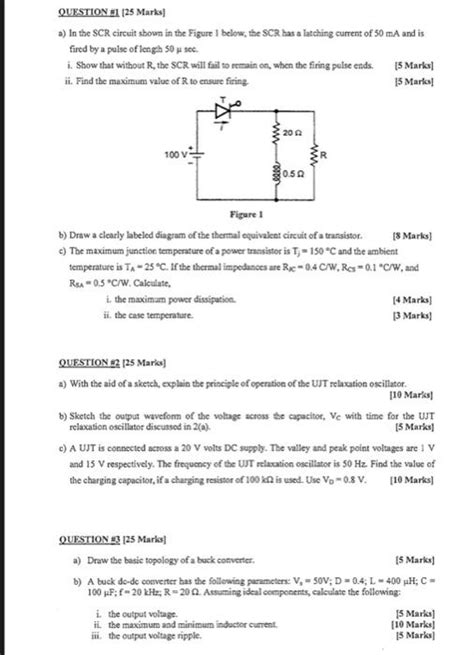 Solved QUESTION ㄹ Marks a In the SCR circuit shown in Chegg