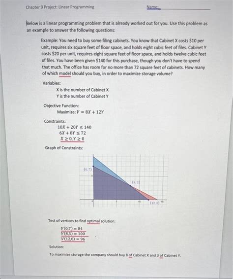 Solved Chapter 9 Project Linear Programming Below Is A