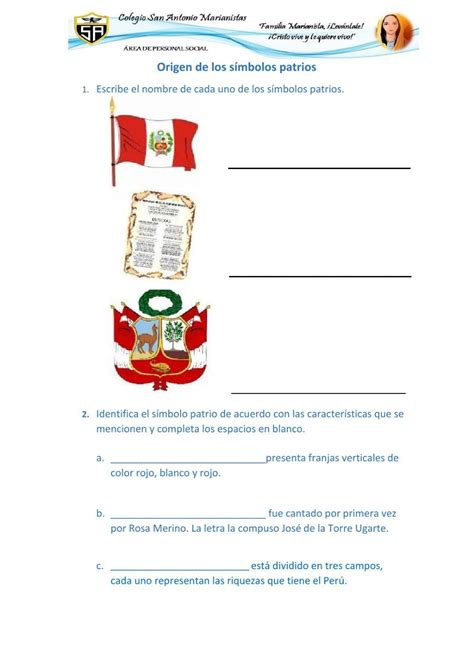 Origen De Los Símbolos Patrios Worksheet Fichas De Matematicas