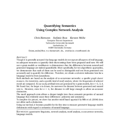 Quantifying Semantics Using Complex Network Analysis Acl Anthology