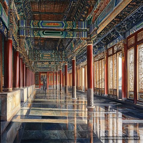 Ai创作图北宫长廊 东廊 琉璃顶长廊 故宫连廊 宝殿长廊 金殿长廊 行宫长廊 宫阙楼阁 东西廊 金碧辉煌的长廊 故宫游廊 皇宫楼阁 殿堂楼阁 彩画游廊 故宫新馆 昵图网
