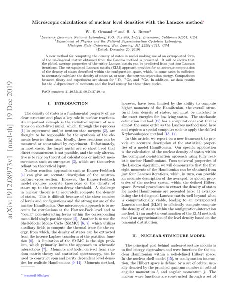 Pdf Microscopic Calculations Of Nuclear Level Densities With The Lanczos Method
