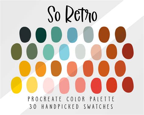 Retro Vintage Procreate Color Palette Color Swatches 70s Etsy