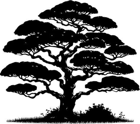 Juniper Tree Vector Black Color Silhouette Premium Ai Generated Vector