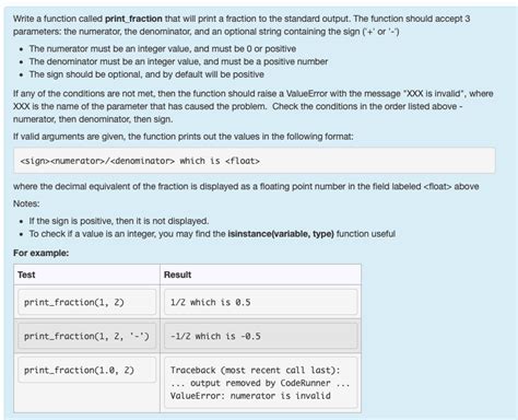 Solved Write A Function Called Print Fraction That Will