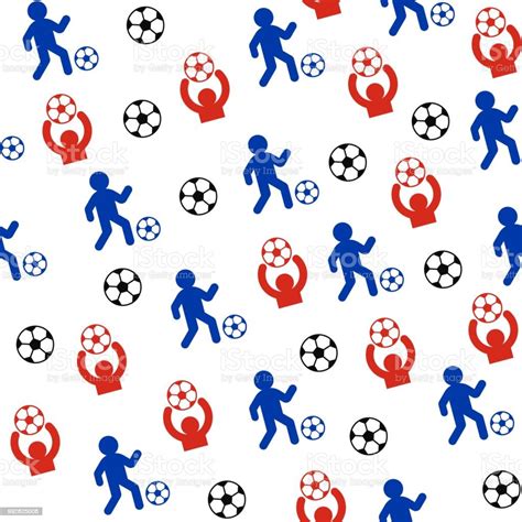 배경 또는 벽지 및 종이 선물 포장으로 사용 하기 위해 완벽 한 패턴 축구 테마 골키퍼에 대한 스톡 벡터 아트 및 기타 이미지