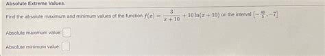 solved absolute extreme values find the absolute maximum and